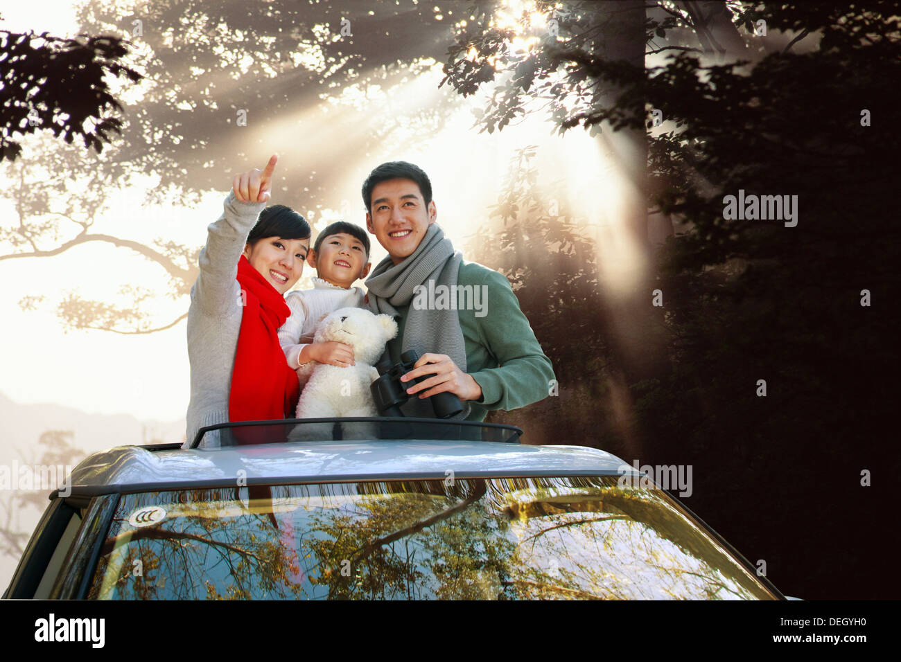 A family go outing by car Stock Photo - Alamy