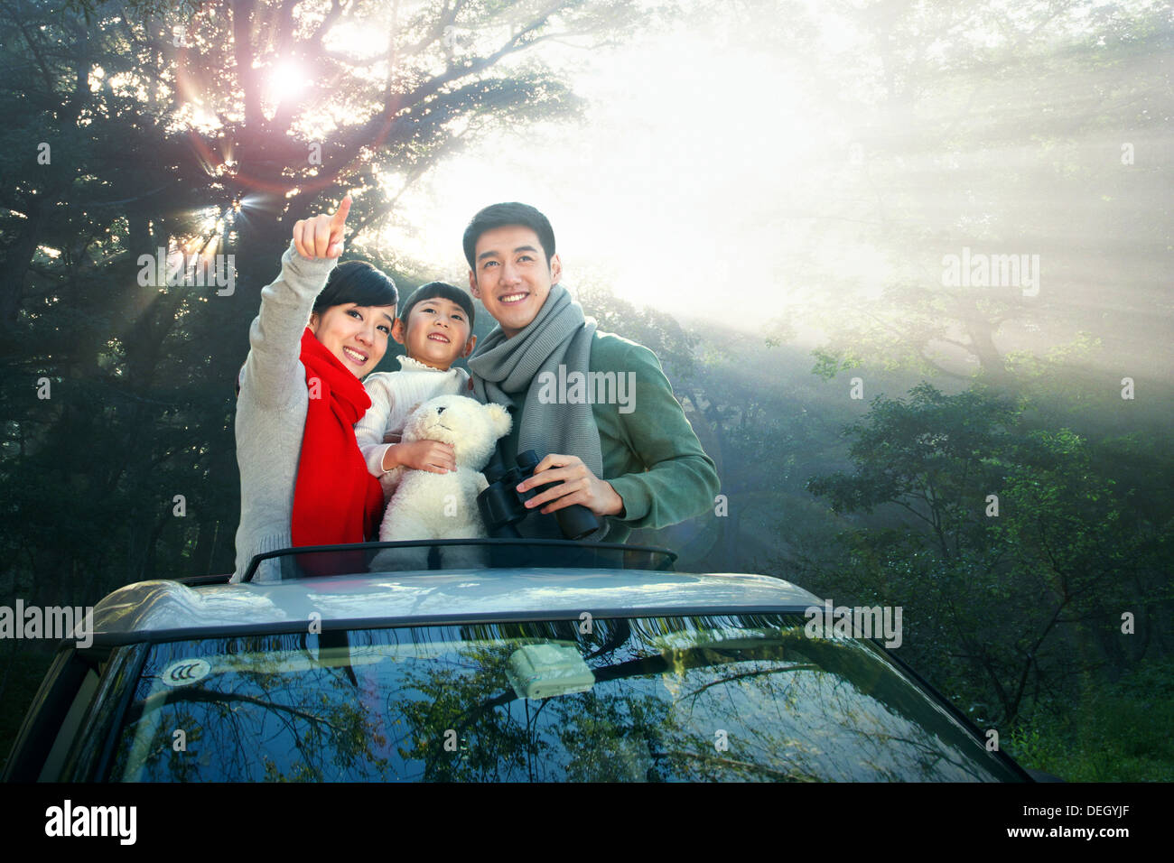 A family go outing by car Stock Photo - Alamy