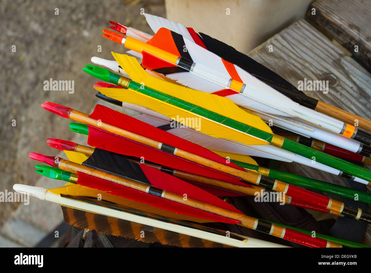 Colourful arrows for archery use Stock Photo - Alamy