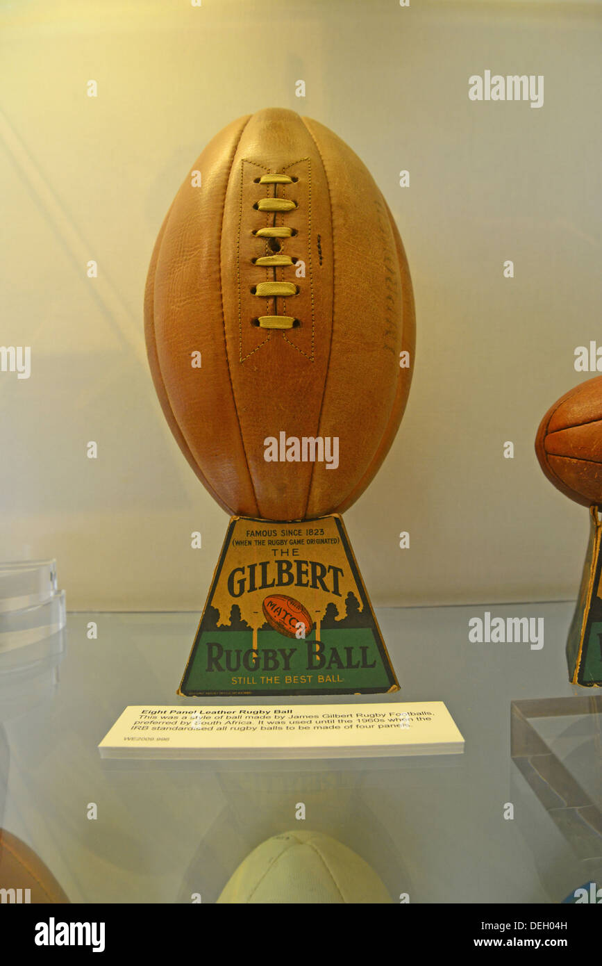 Eight panel leather ball at The Webb Ellis Rugby Football Museum, St ...