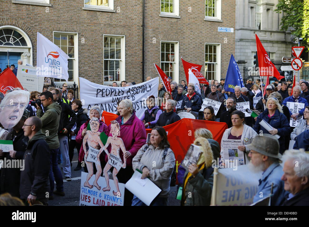 Dublin, Ireland. 18th September 2013. Protesters have assembled outside ...