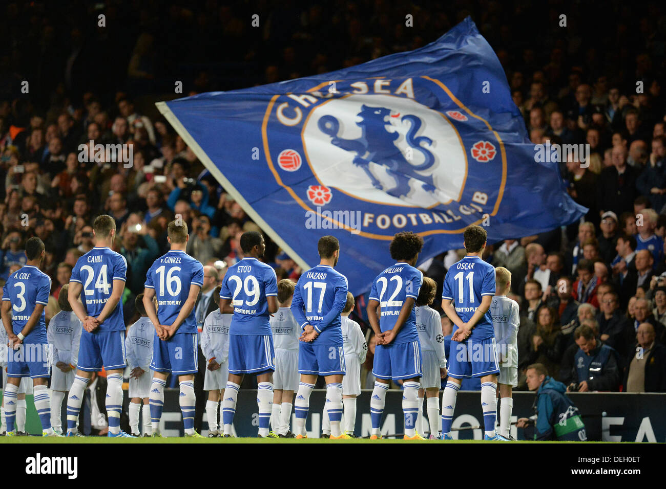 Chelsea players line up before the game hi-res stock photography and ...