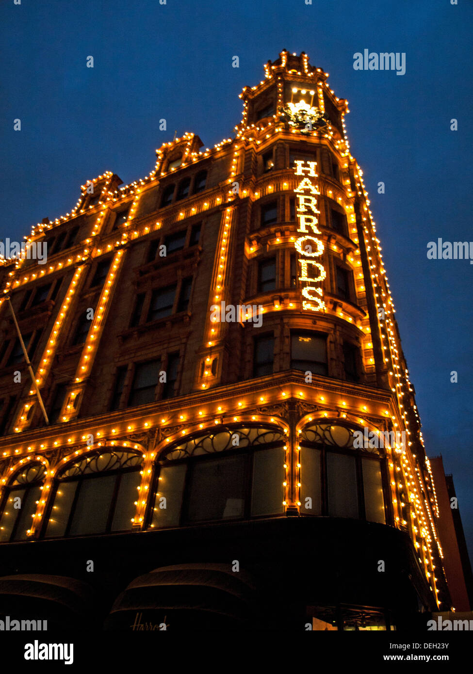 Harrods Department Store at night, Brompton Road, Knightsbridge, Royal ...