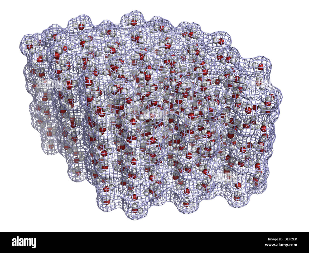 Ice (frozen water, H2O), crystal structure. Atoms are represented as ... Ice (frozen water, H2O), crystal structure. Atoms are represented as ...
