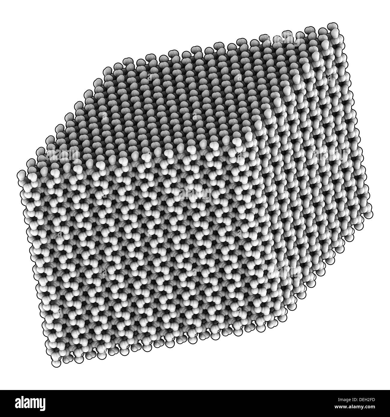 Ice (frozen water, H2O), crystal structure. Atoms are represented as ...