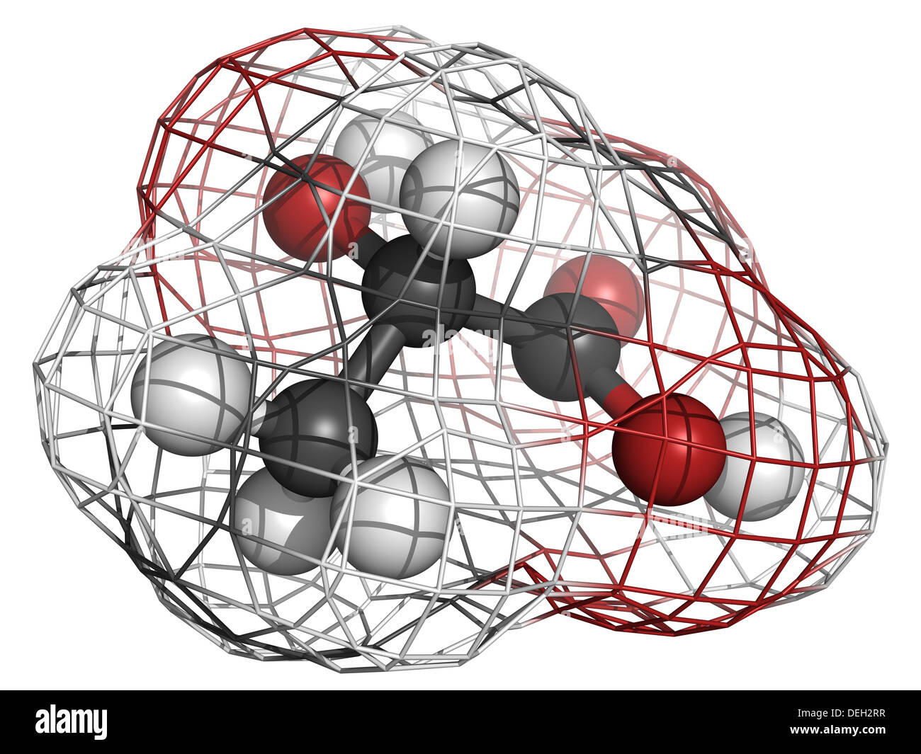 Lactic acid (milk acid, L-lactic acid) molecule, chemical structure ...