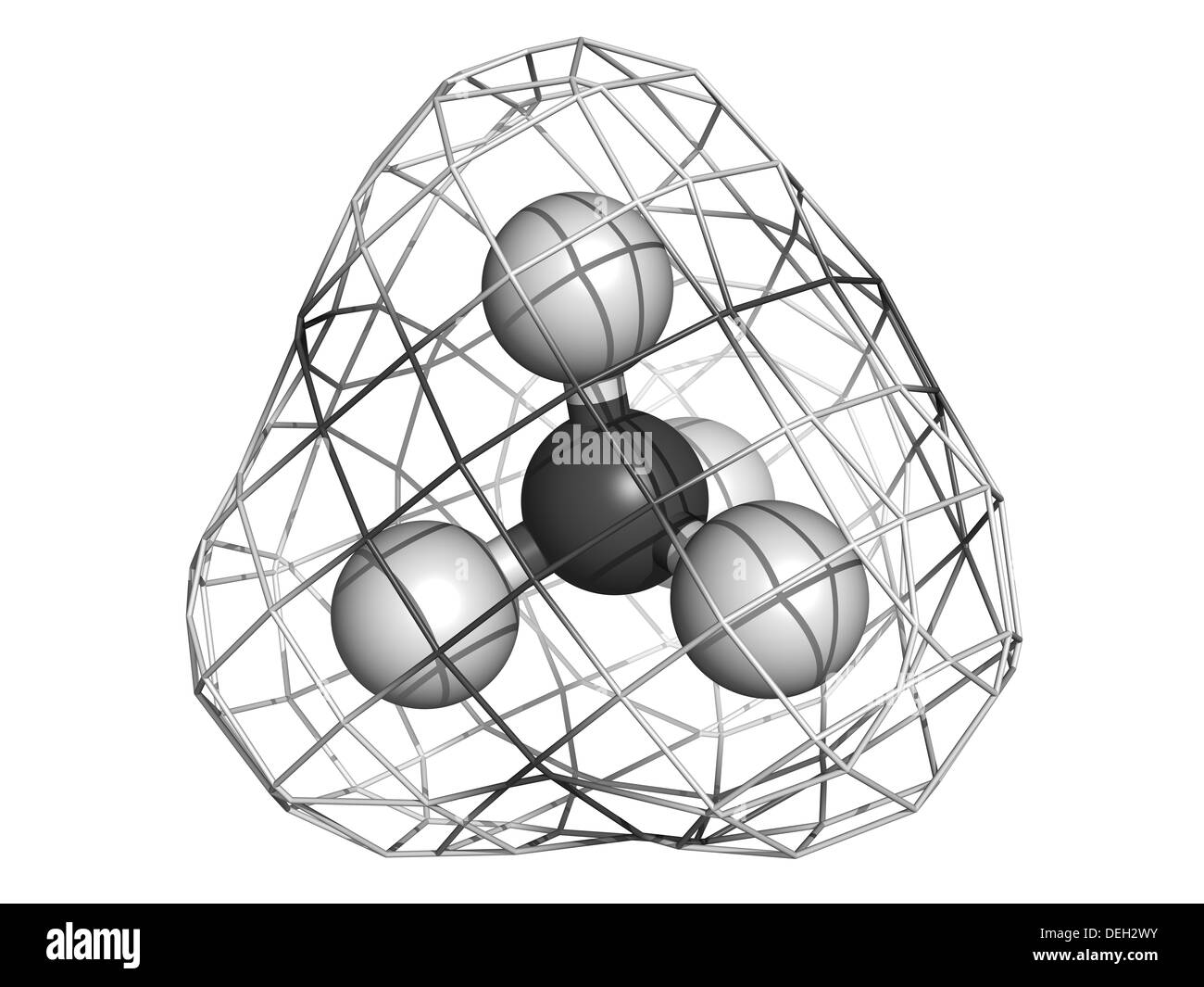 Methane (CH4) gas molecule, chemical structure. Main component of ...