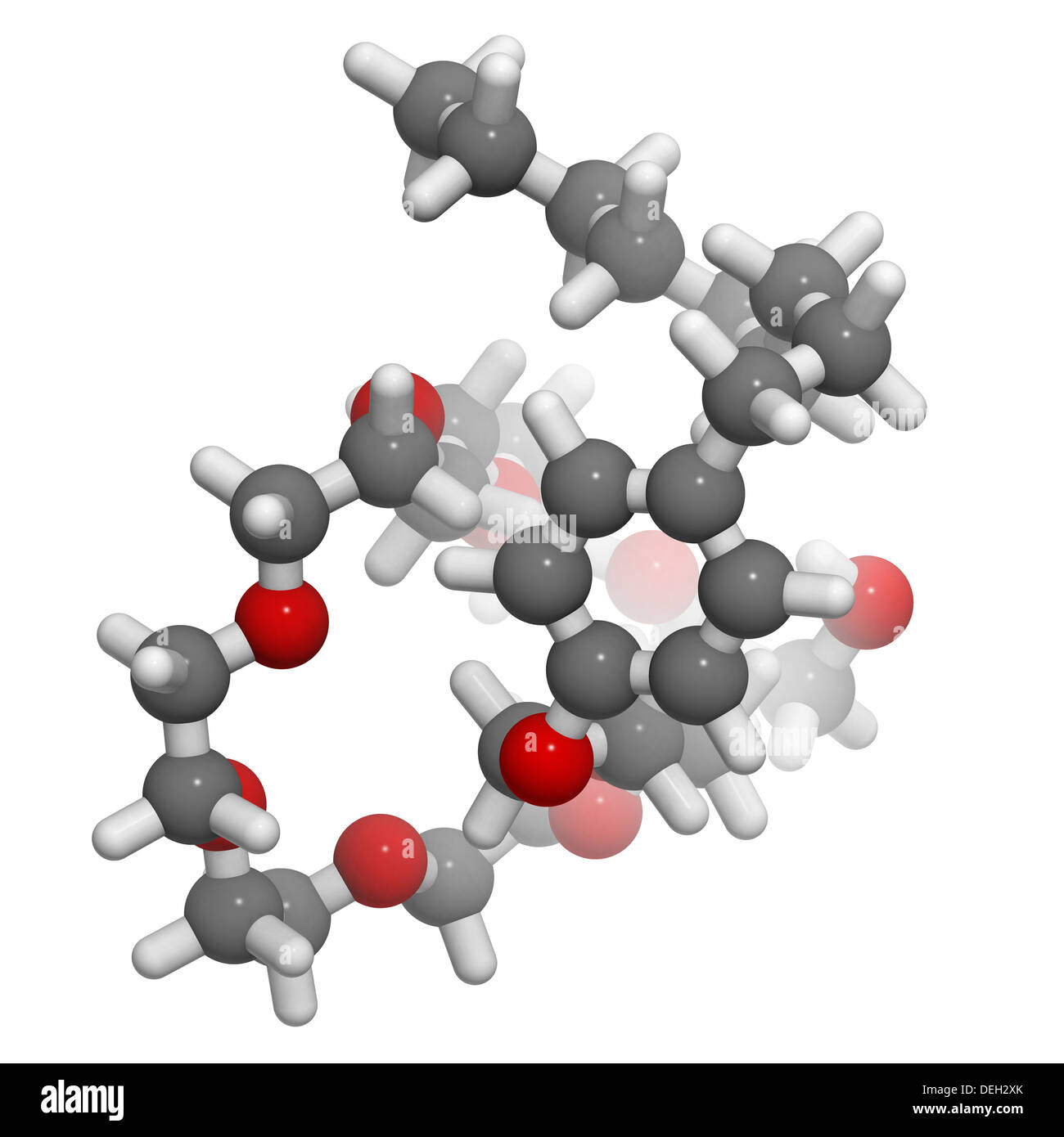 Nonoxynol-9 (N-9) molecule, chemical structure. N-9 is a surfactant ...