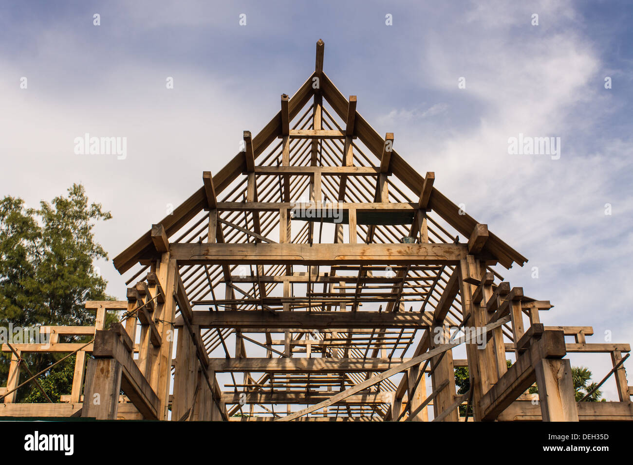 Thai Temple Construction Stock Photo - Alamy