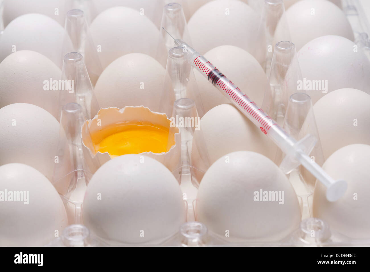 Eggs and injector Stock Photo - Alamy