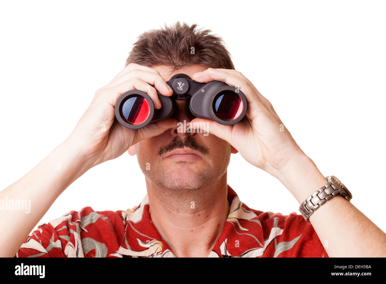 Man with binoculars Stock Photo - Alamy