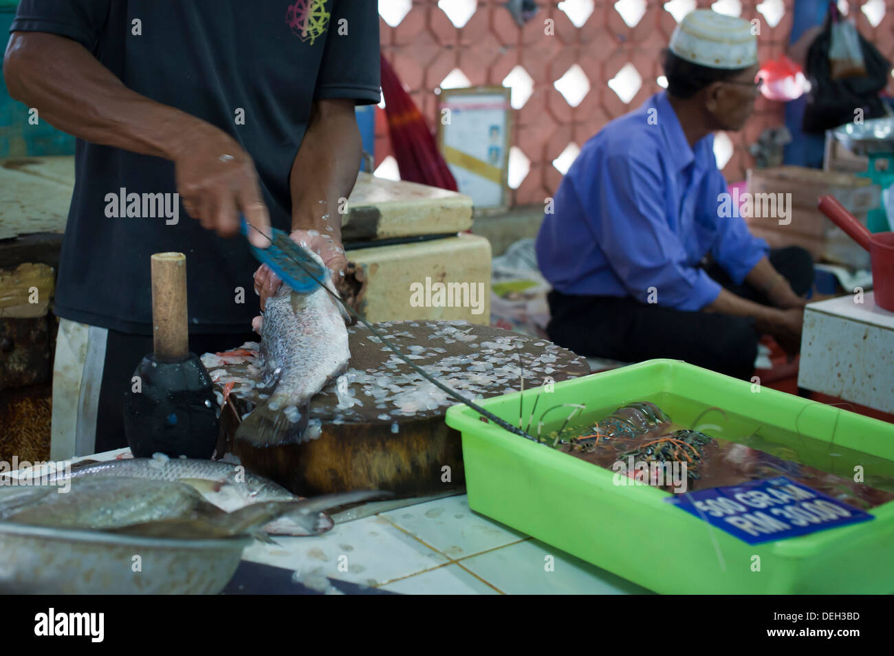Fresh fish market, Labuan, Malaysia Stock Photo - Alamy