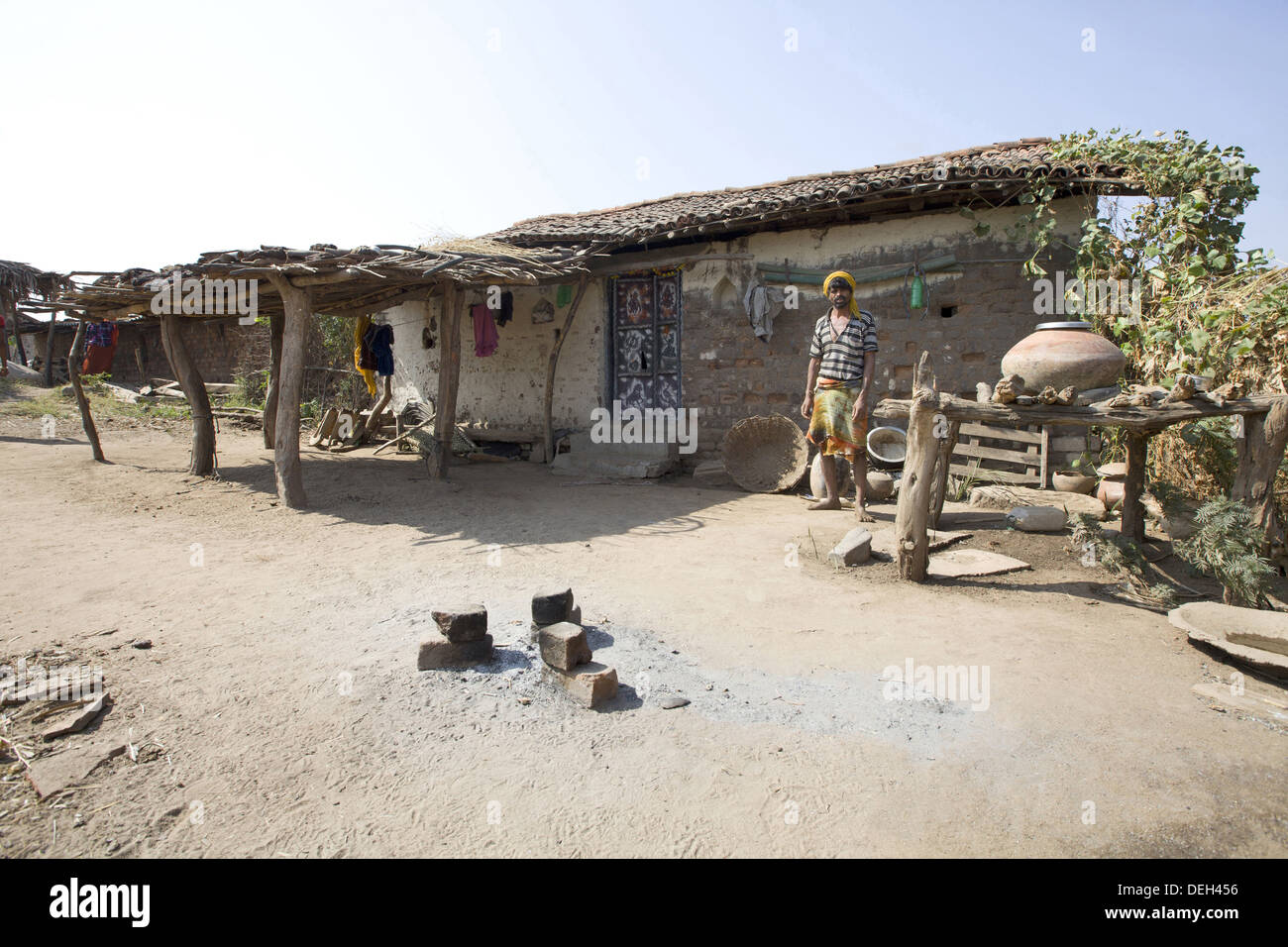 Village settement, Baiga Tribe, Madhya Pradesh, Chada near Mandala ...