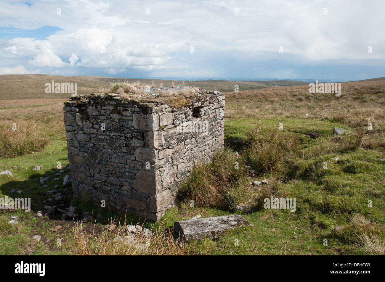 Stone built hut forming part of the Redlake china-clay works above the ...