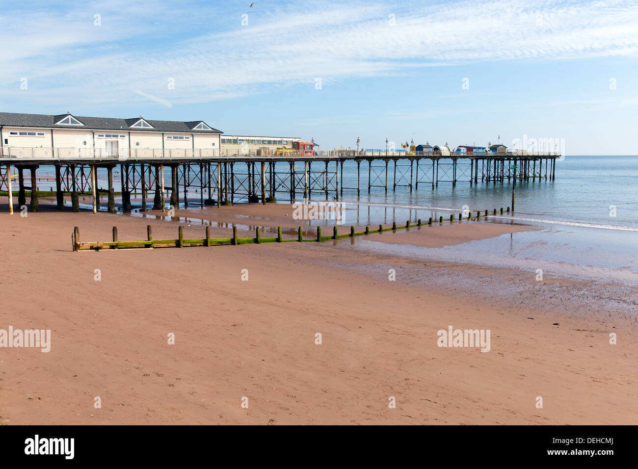 Teignmouth Pier and seafront Devon England traditional English coast ...