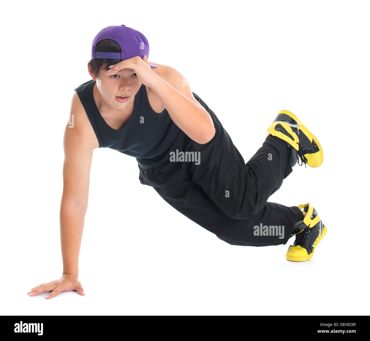 Full body cool looking young Asian teenage dance hip hop isolated on ...