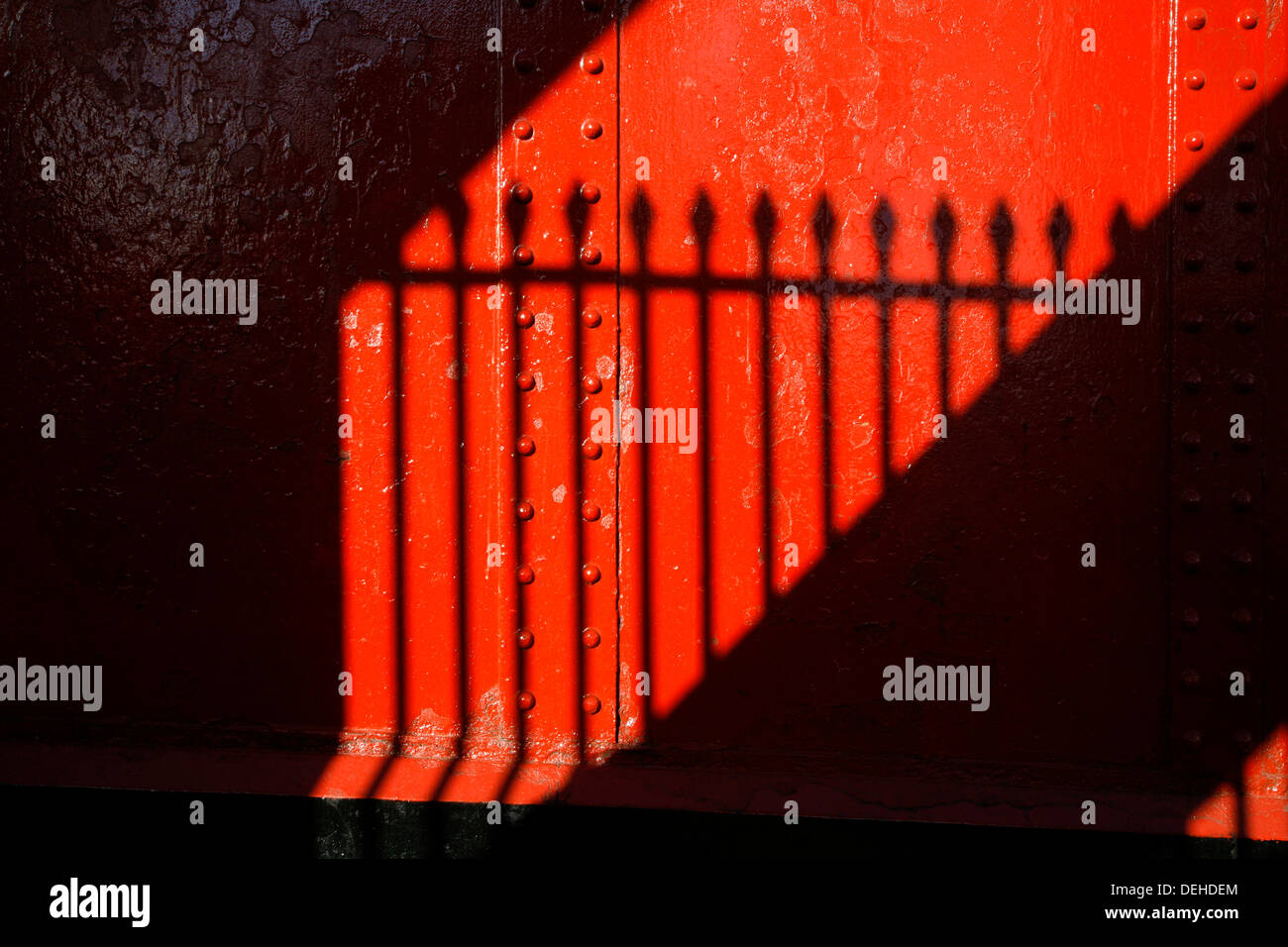 Detail of the red bridge spanning the Great Western Main Line at the ...