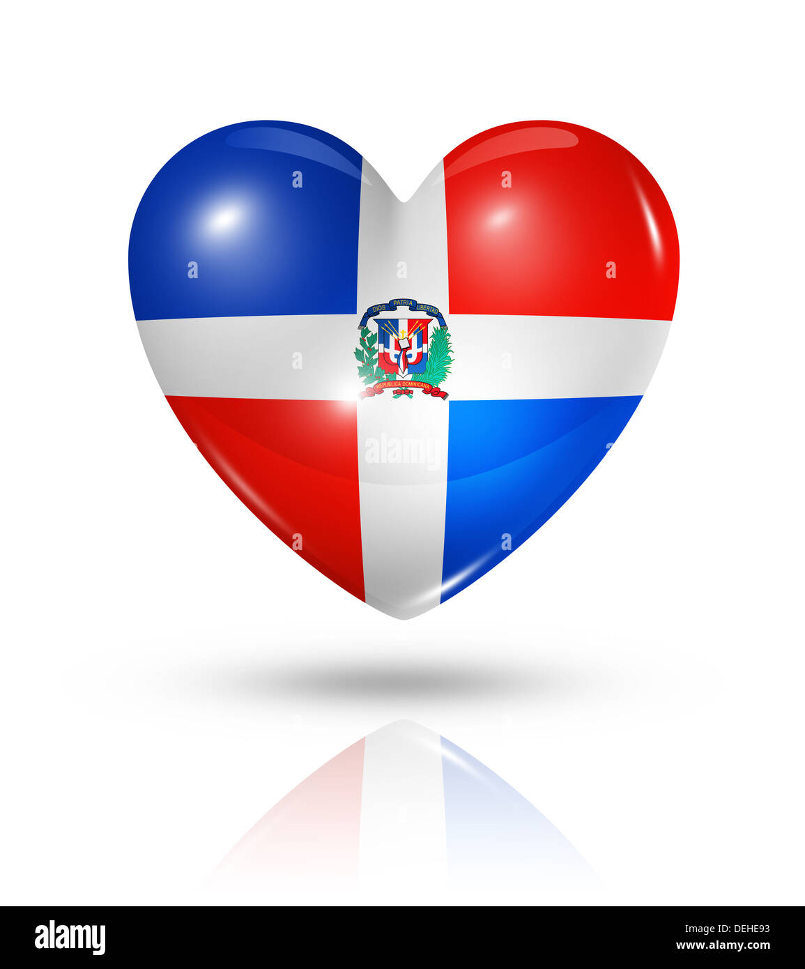 Love Dominican Republic symbol. 3D heart flag icon isolated on white ...