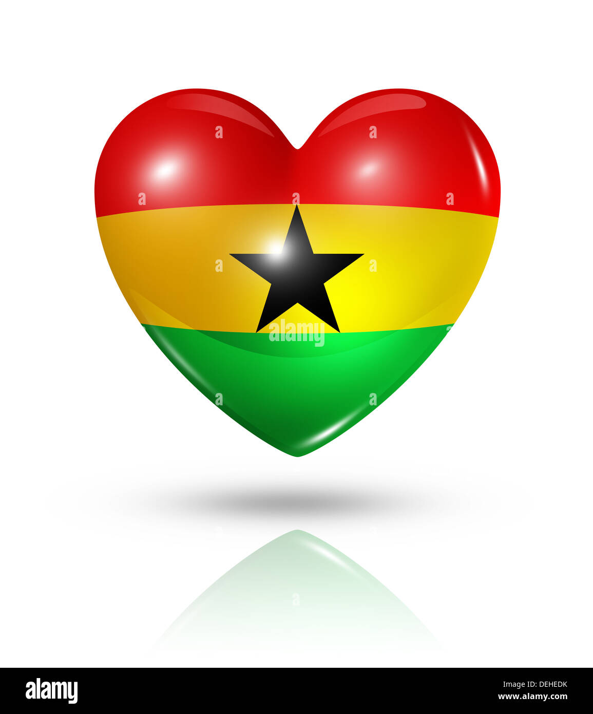 Love Ghana symbol. 3D heart flag icon isolated on white with clipping ...
