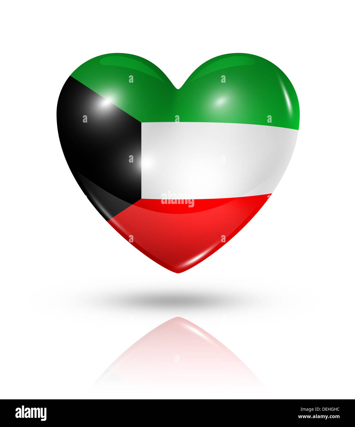 Love Kuwait symbol. 3D heart flag icon isolated on white with clipping ...