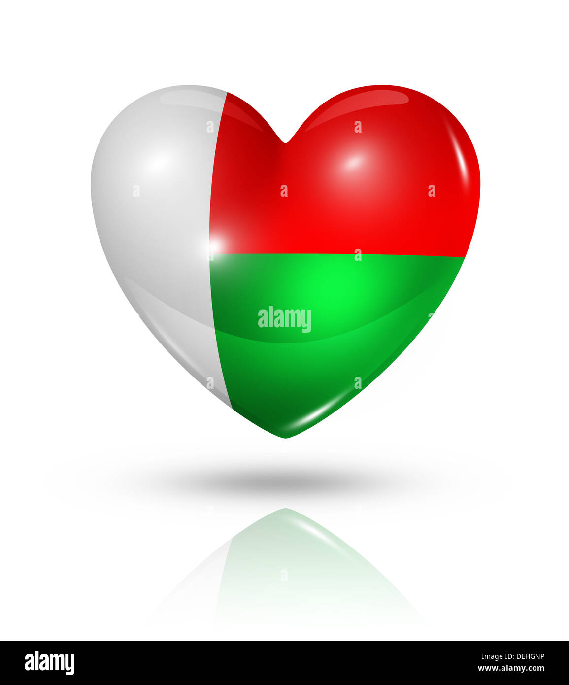 Love Madagascar symbol. 3D heart flag icon isolated on white with ...
