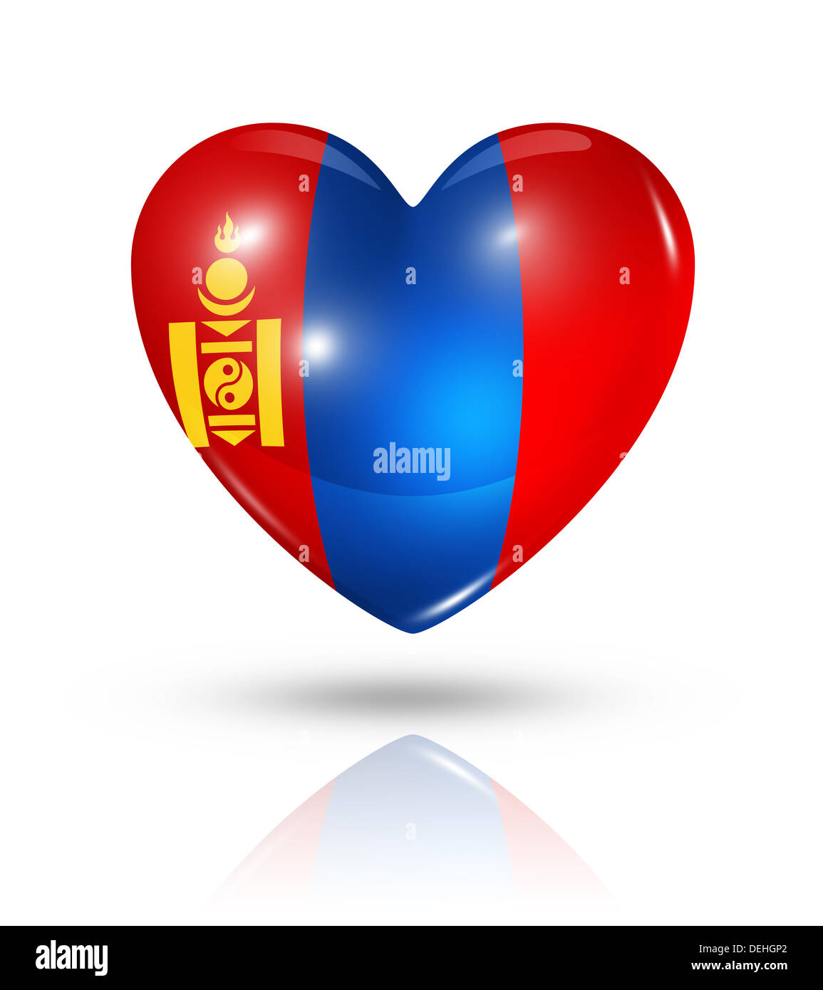 Love Mongolia symbol. 3D heart flag icon isolated on white with ...