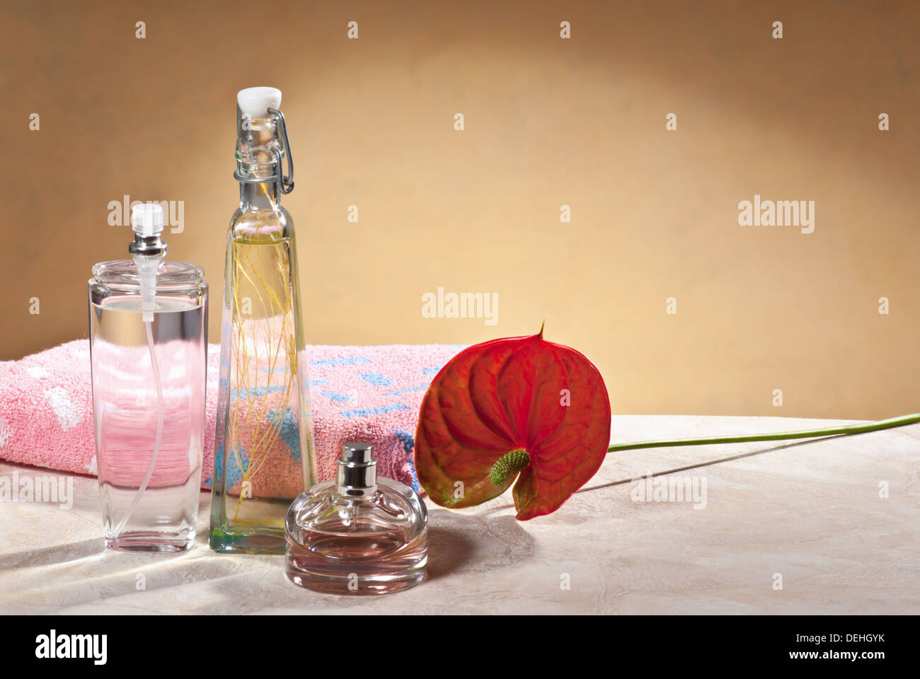 perfumes in the bathroom Stock Photo - Alamy