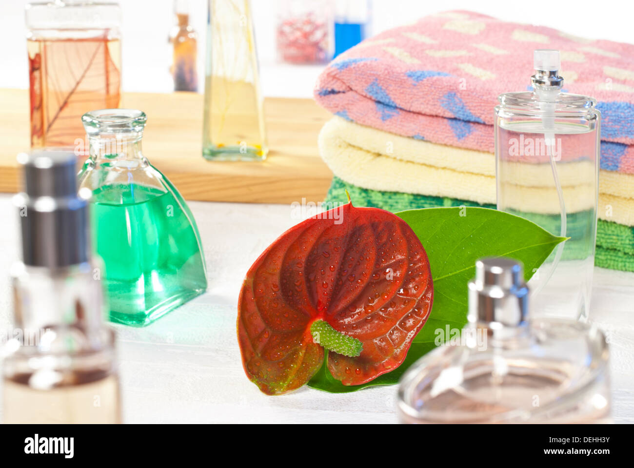 perfumes in the bathroom Stock Photo - Alamy