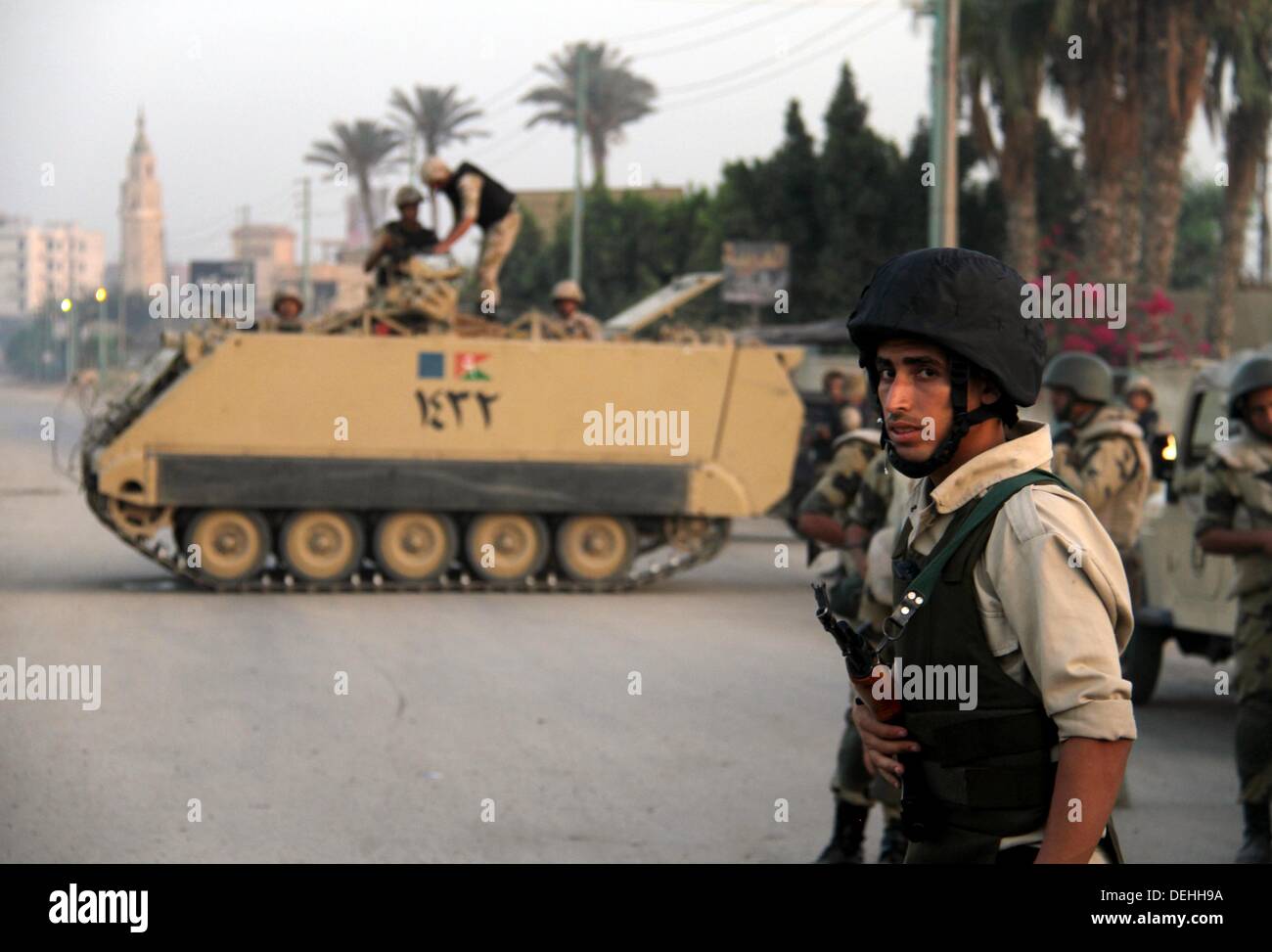 Cairo, Cairo, Egypt. 19th Sep, 2013. Egyptian soldiers at an armoured ...