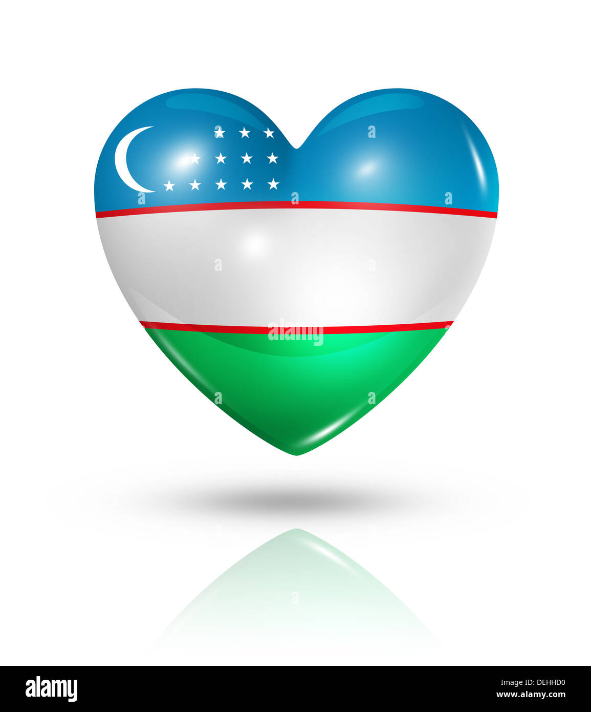 Love Uzbekistan symbol. 3D heart flag icon isolated on white with ...