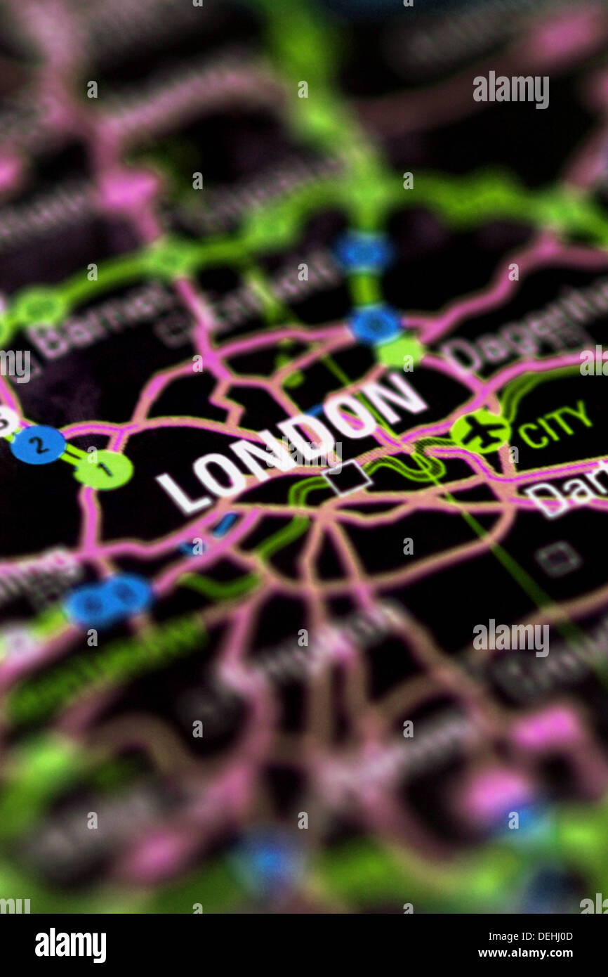 Map of london on uk map hi-res stock photography and images - Alamy