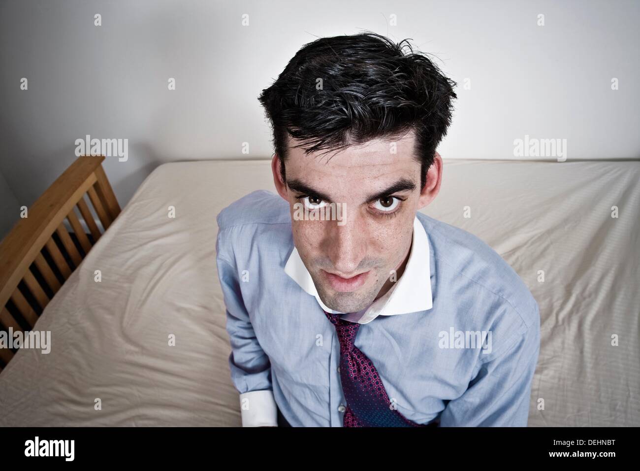 Scared man bed hi-res stock photography and images - Alamy