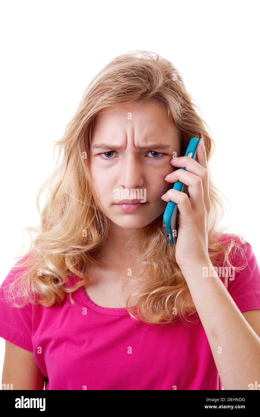 Angry girl mobile phone hi-res stock photography and images - Alamy