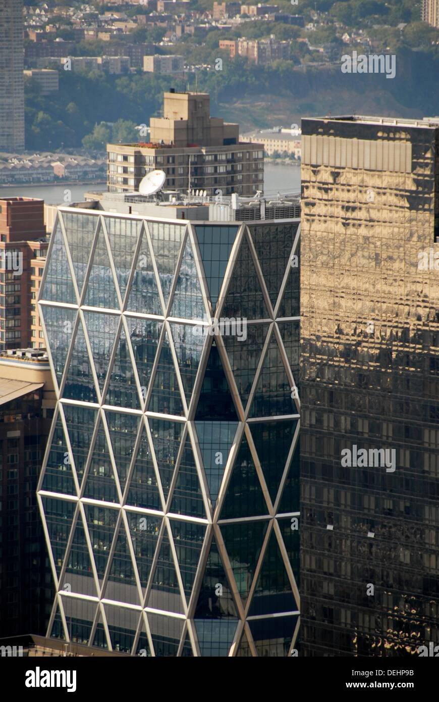 Aerial view of the Norman Foster’s Hearst Tower, built on top of the ...