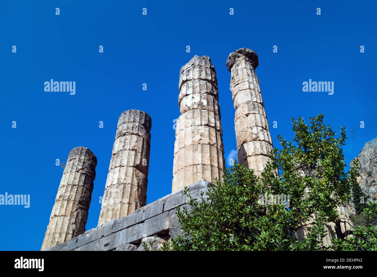 Temple of Apollo at Delphi oracle archaeological site in Greece Stock ...