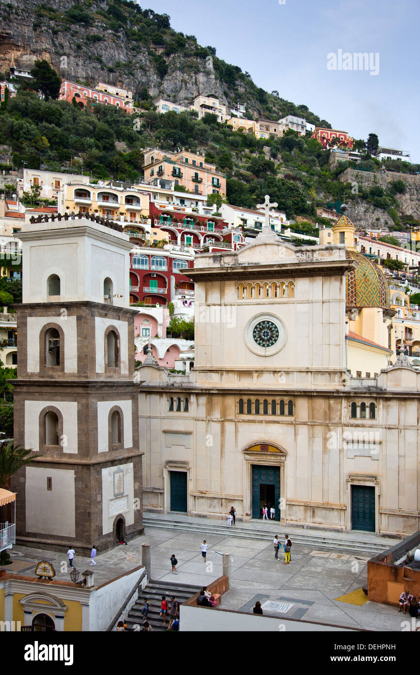 Church in a town on a hill, Church of Santa Maria Assunta, Positano ...