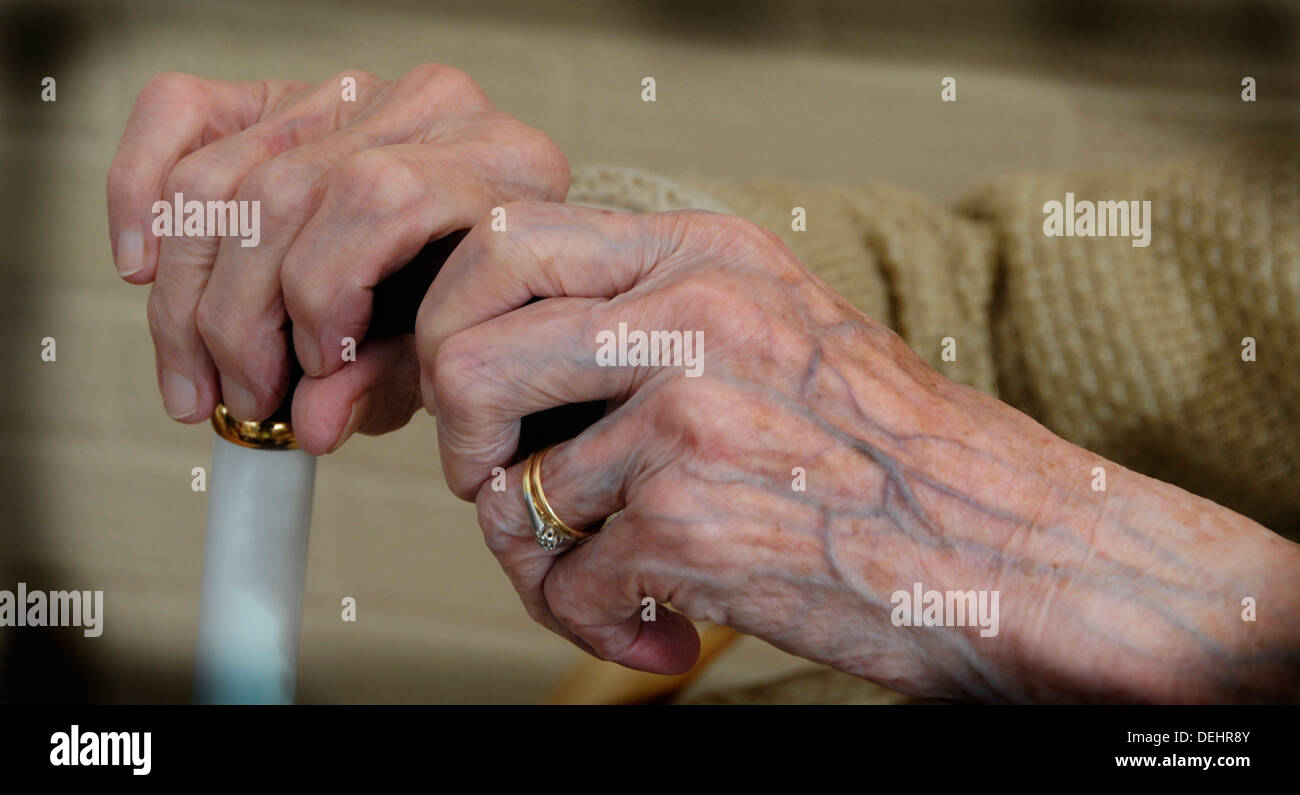 Old lady walking stick hi-res stock photography and images - Alamy