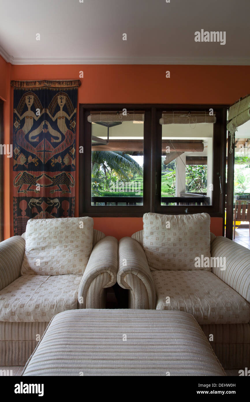 Villa interior relaxation couch chair Bali Ubud Indonesia spot quiet ...