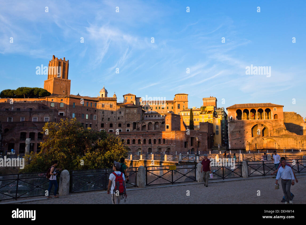 People at city park in front of buildings, Rome, Lazio, Italy Stock ...