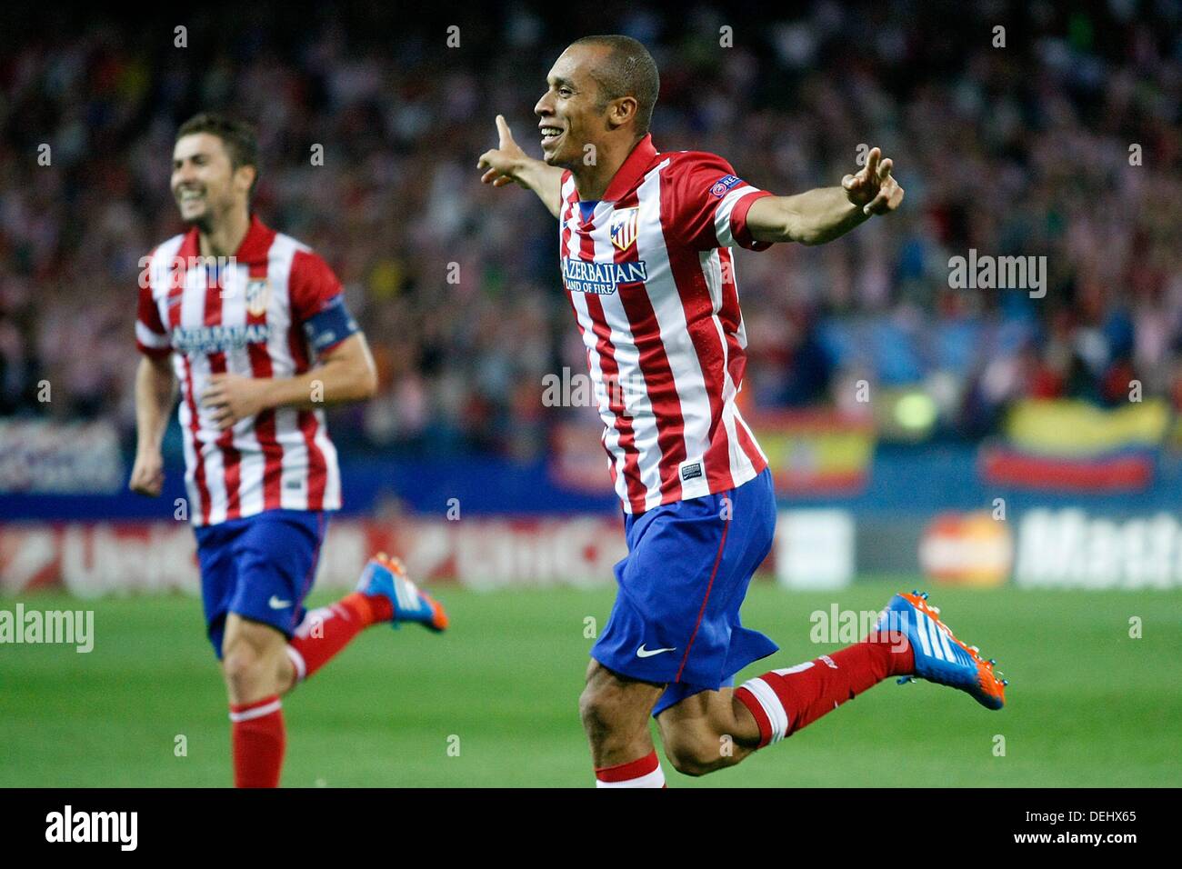 Madrid, Spain. 18th Sep, 2013. Atletico de Madrid's Joao Miranda (r ...