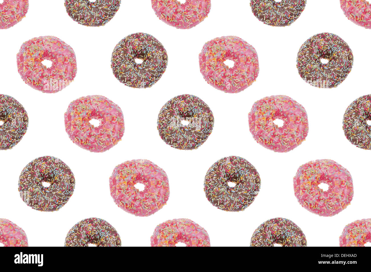Seamless infinity pattern of Chocolate and Pink Glazed Donuts. This ...