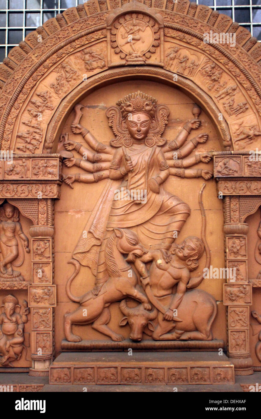 Carving on temple durga temple hi-res stock photography and images - Alamy