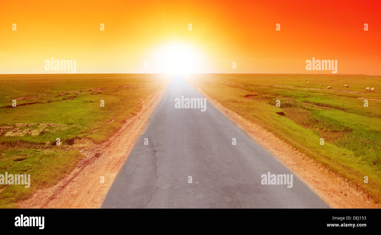 road to the sunset Stock Photo - Alamy