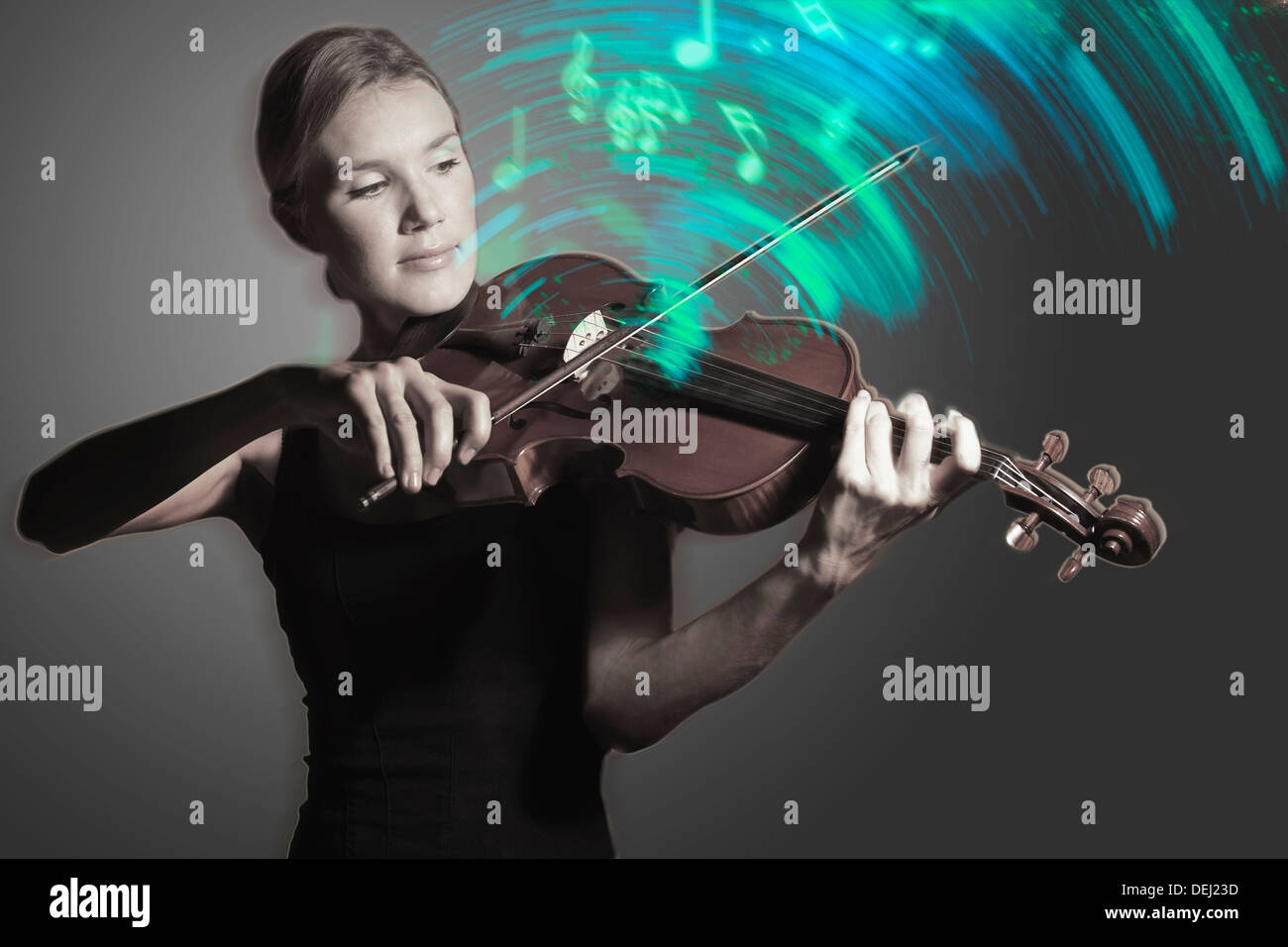 Woman playing Violin Stock Photo - Alamy