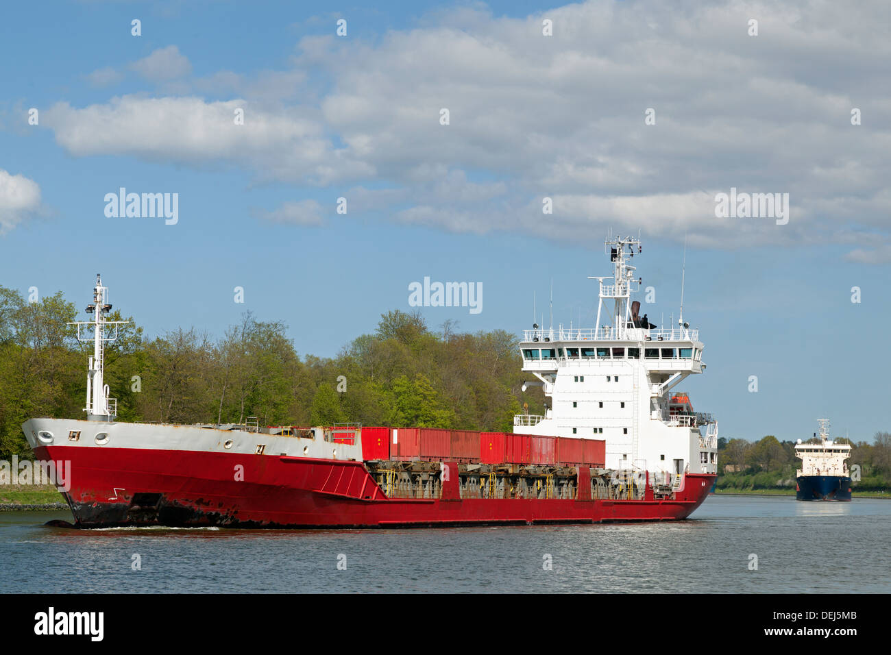 Container ship on Kiel Canal, Germany Stock Photo - Alamy