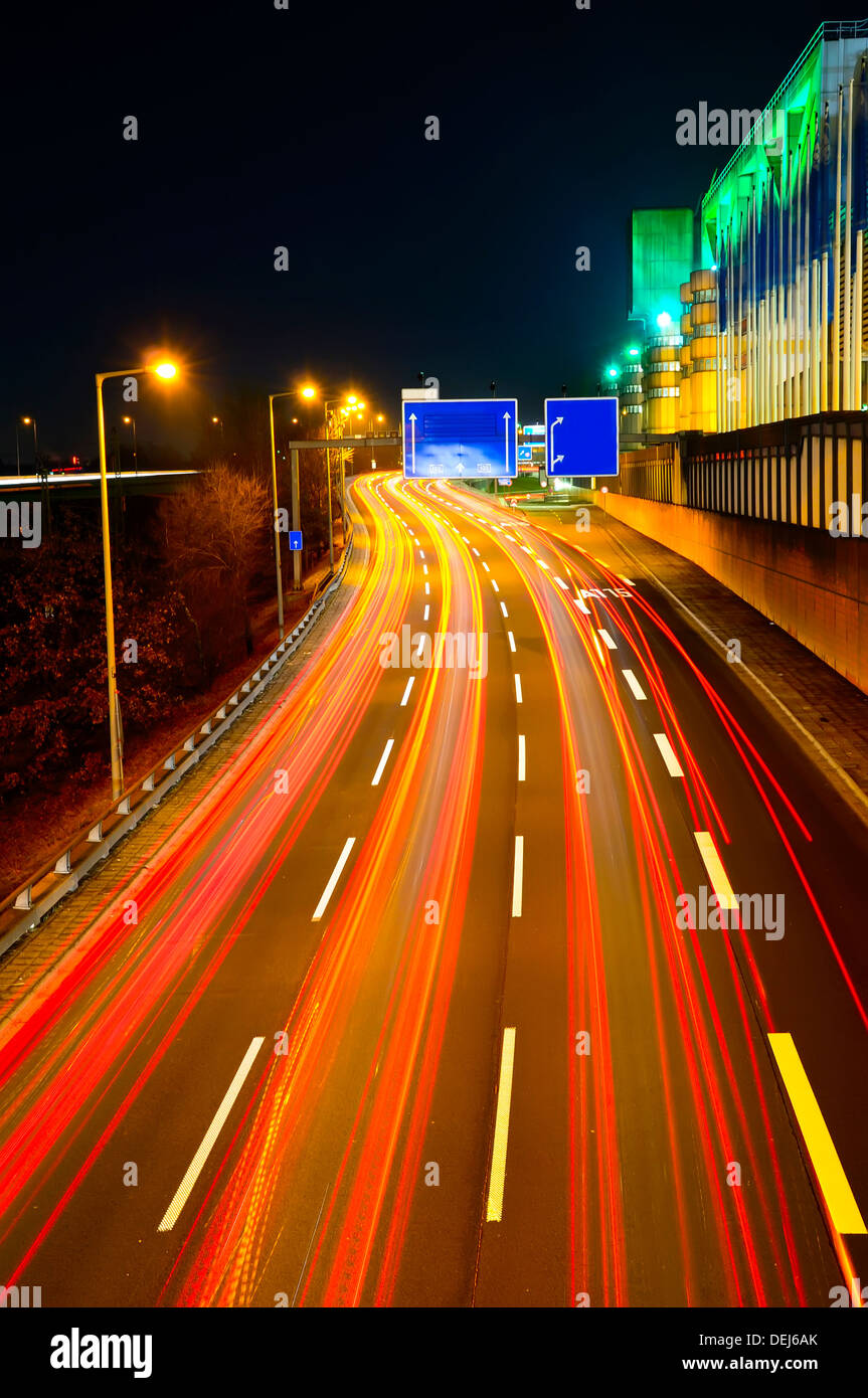 highway city traffic at night in berlin Stock Photo - Alamy