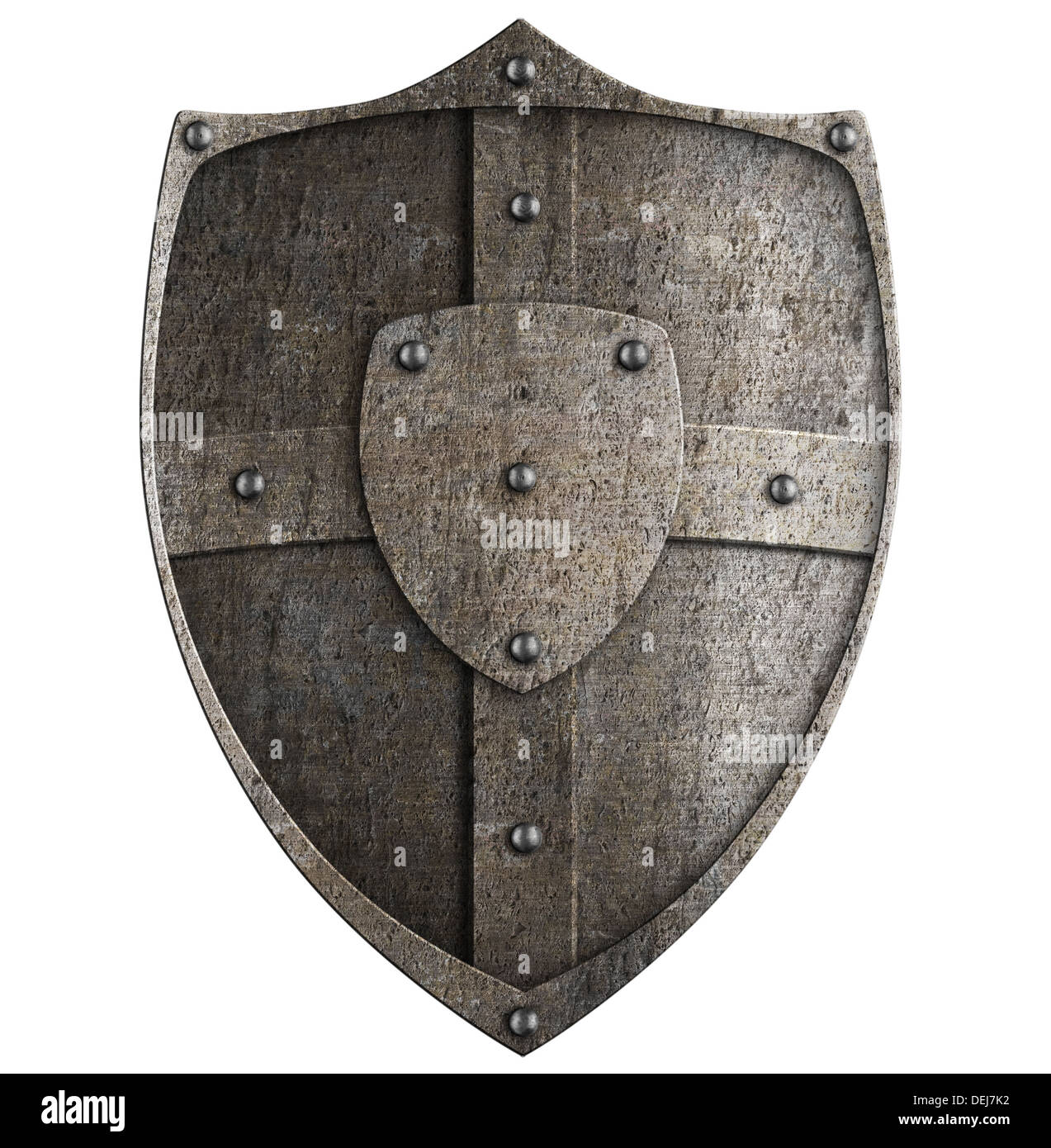 medieval metal shield isolated on white Stock Photo - Alamy