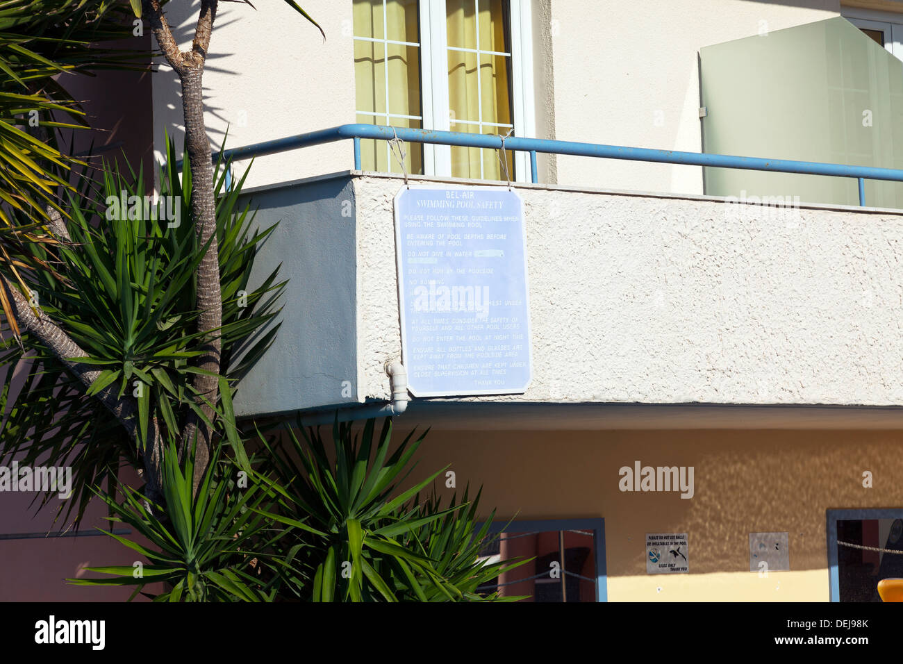 swimming pool rules on sign at Bel Air hotel Nidri Lefkas Lefkada Greek ...