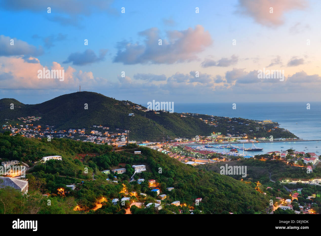 Virgin Islands St Thomas sunset mountain view with colorful cloud ...
