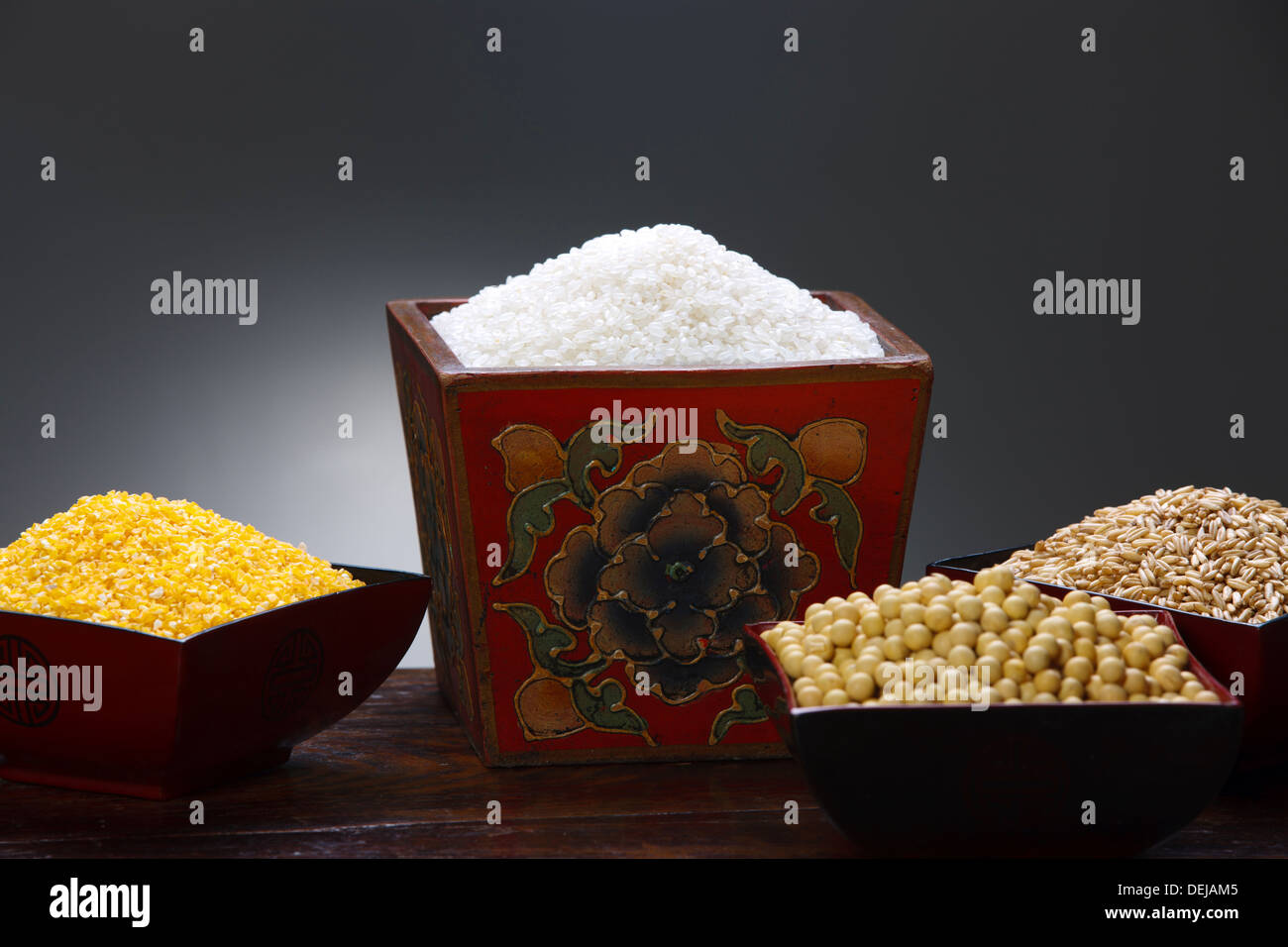 Rice,corn,soybean and wheat Stock Photo - Alamy